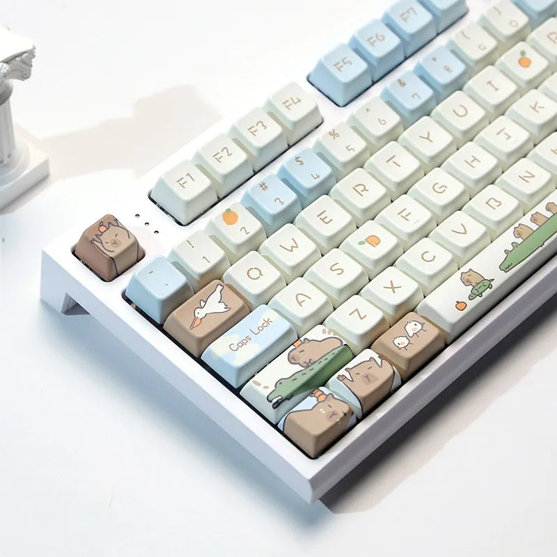 Capybara Keycap Set 135keys Cute PBT Dye-sublimation Cartoon Animal Ke ...
